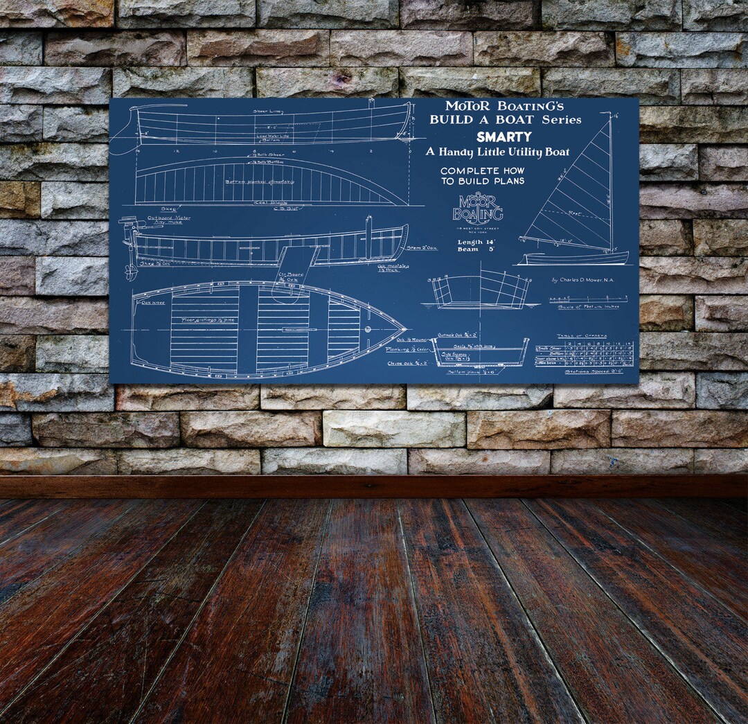 Vintage SMARTY Boat Blueprint Print: Motor Boating Build-a-boat Series ...