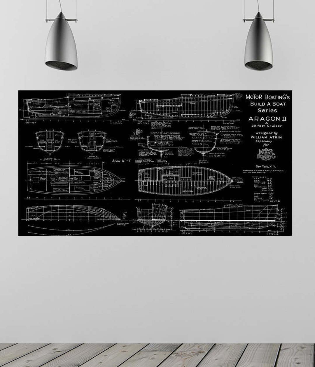 Vintage ARAGON II Boat Blueprint Print: Motor Boating's Build a Boat ...