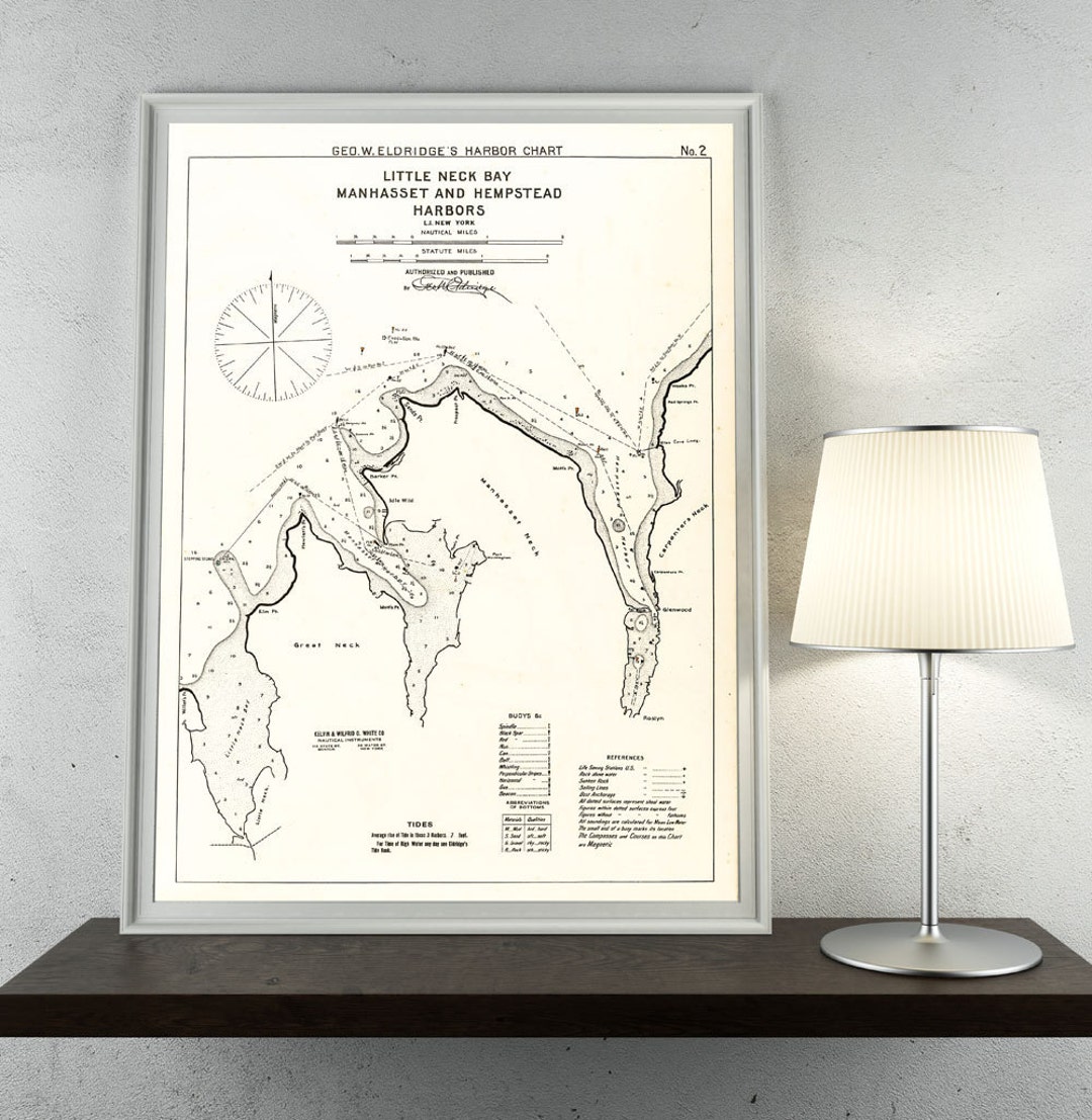 Antique Map Print: Little Neck Bay, Manhasset & Hempstead Harbors - Etsy