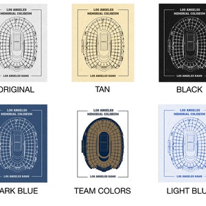 College Los Angeles Rams Vintage Football Stadium Print Blueprint on ...