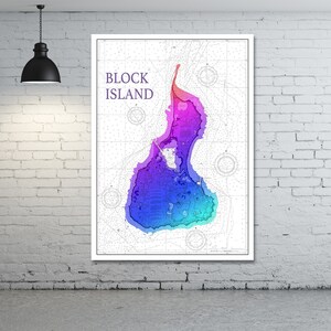 Artistic Print of Block Island Chart on Your Choice of Photo | Etsy