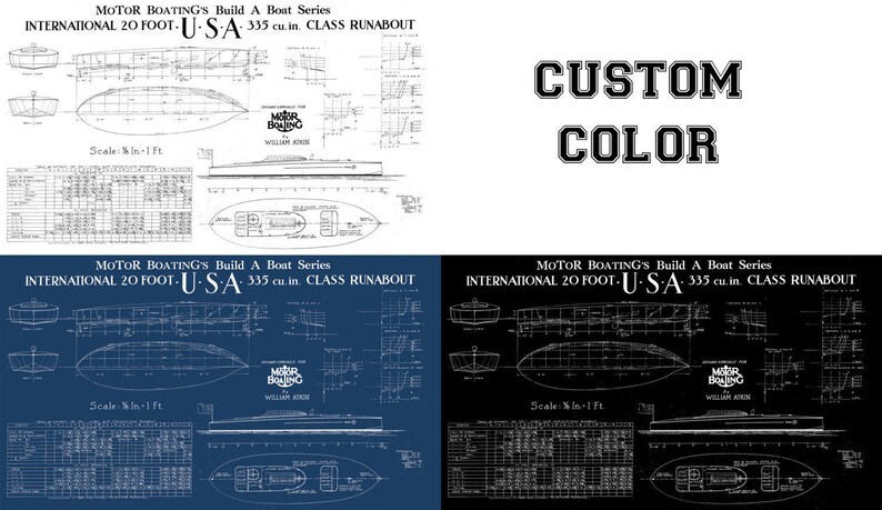 Vintage Print of USA Runabout Diagram Line Drawing Schematic - Etsy