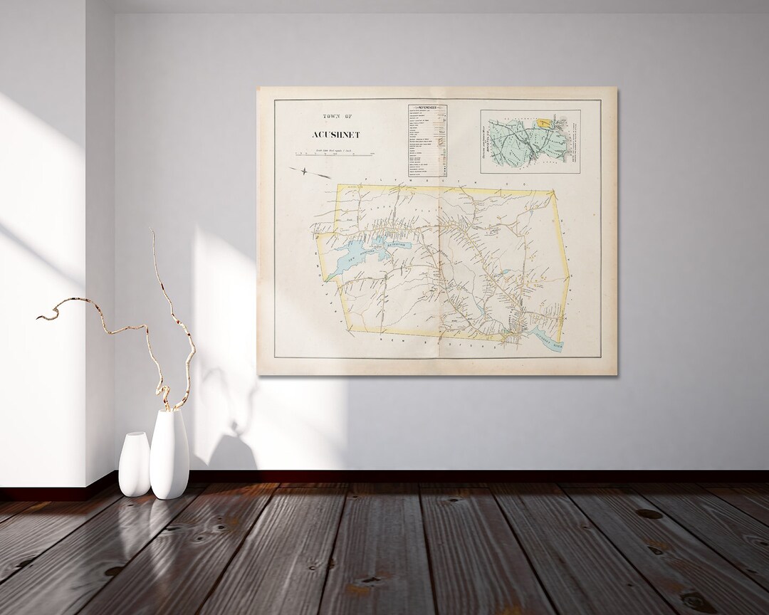 Print of Antique Map of the Town of Acushnet Massachusetts on Photo ...