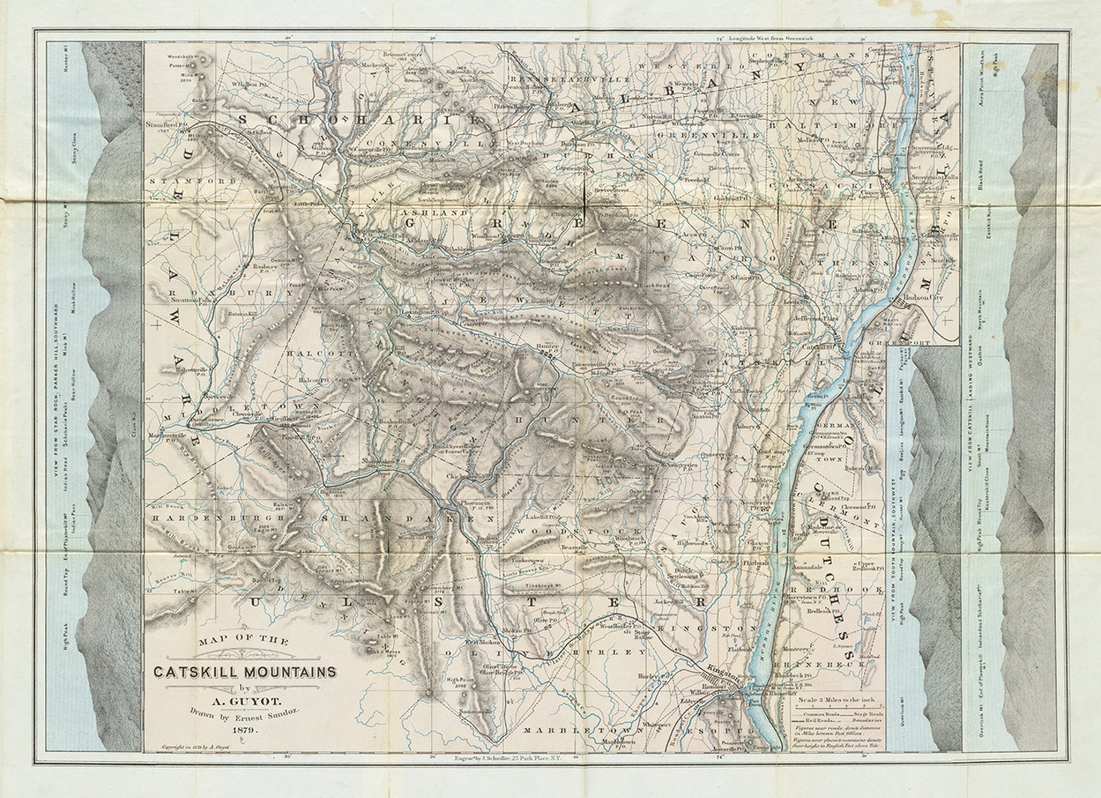 Vintage Style Print of Catskill Mountains Map on Premium - Etsy