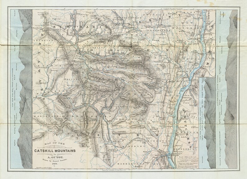 Vintage Style Print of Catskill Mountains Map on Premium - Etsy