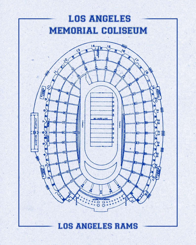 College Los Angeles Rams Vintage Football Stadium Print | Etsy