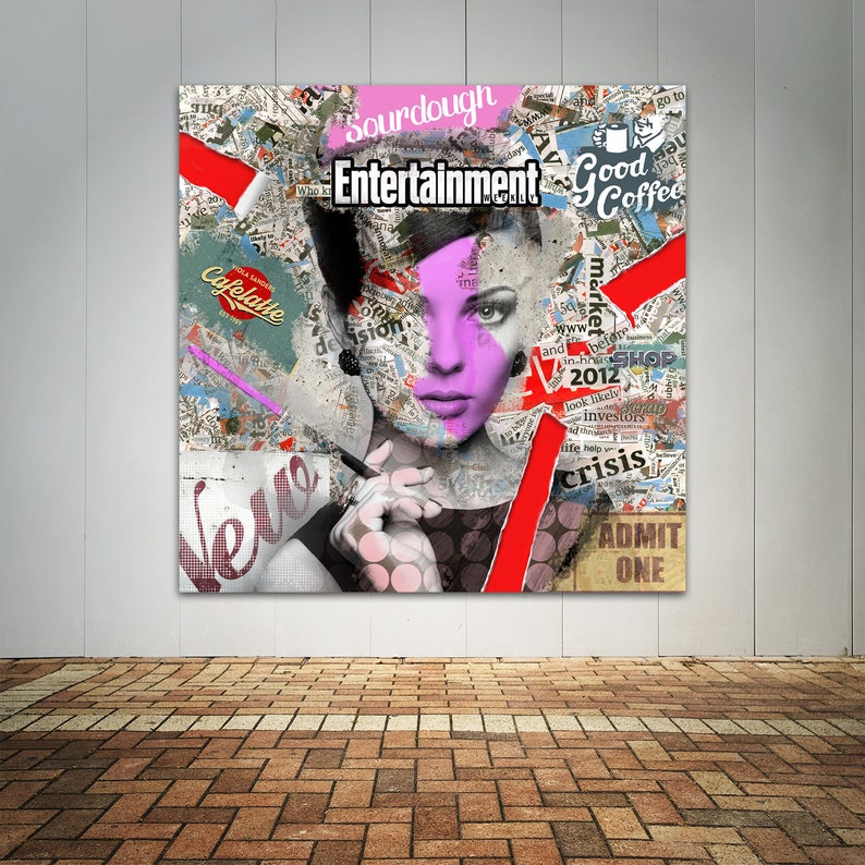 Abstract Female Face Collage Art Print: Modern Mix Media Home Decor - Etsy