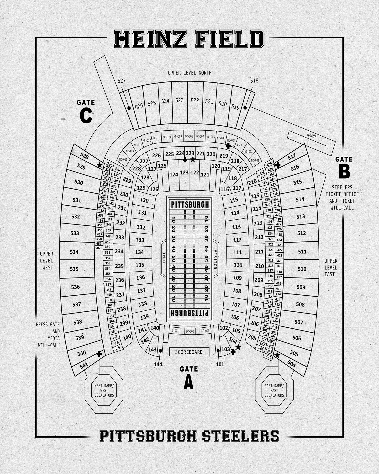 Print of Vintage Heinz Field Seating Chart Seating Chart on - Etsy Norway