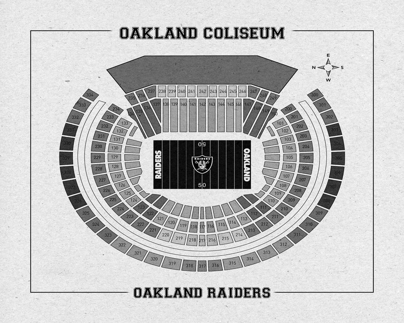 Vintage Oakland Coliseum Seating Chart Print: Raiders Stadium Art - Etsy