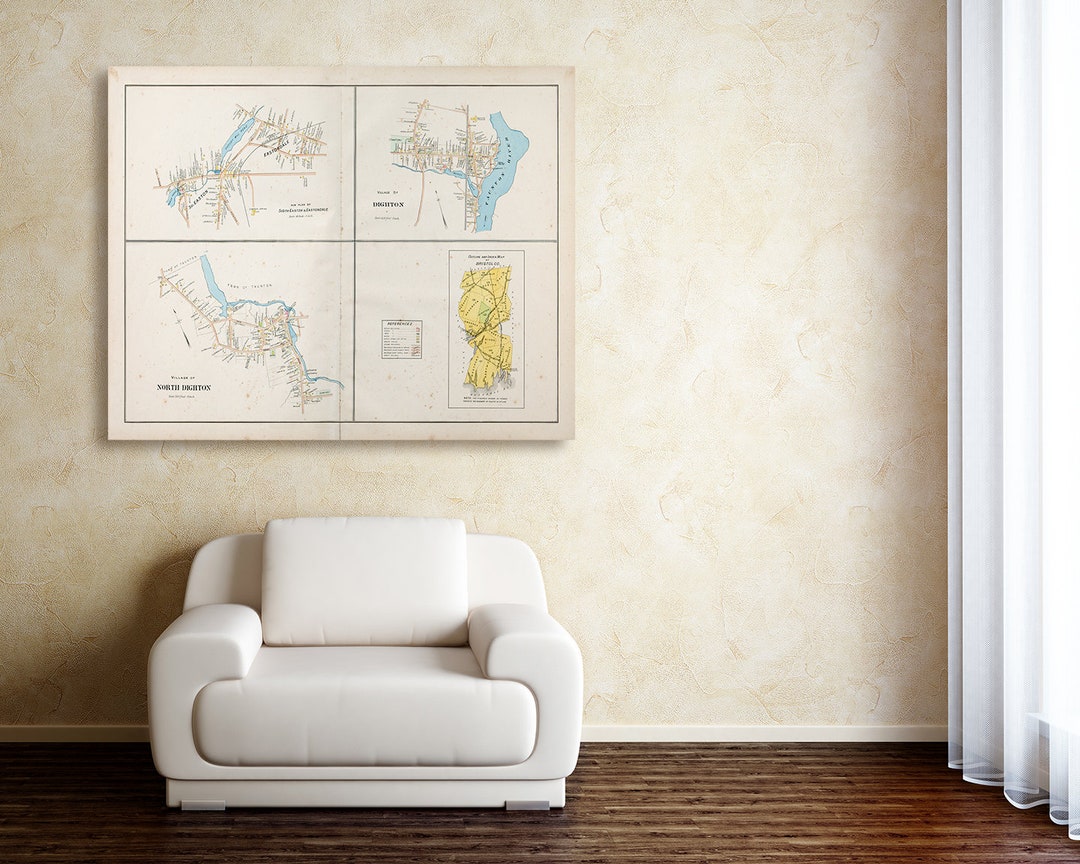 Antique Map Print: Dighton Massachusetts & Easton, MA (photo, Matte, or ...
