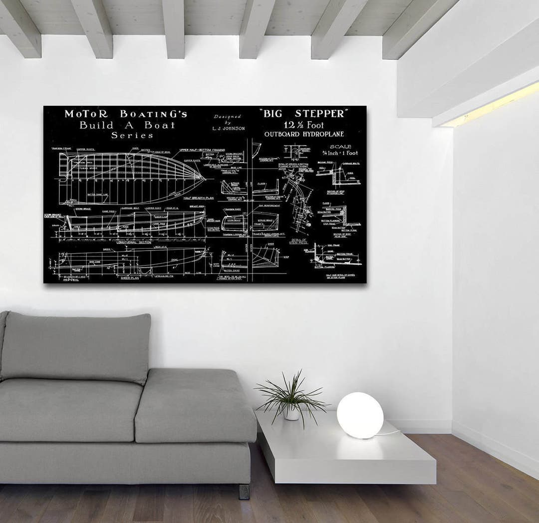 Print of Vintage BIG STEPPER Boat Blueprint From Motor Boating's Build ...