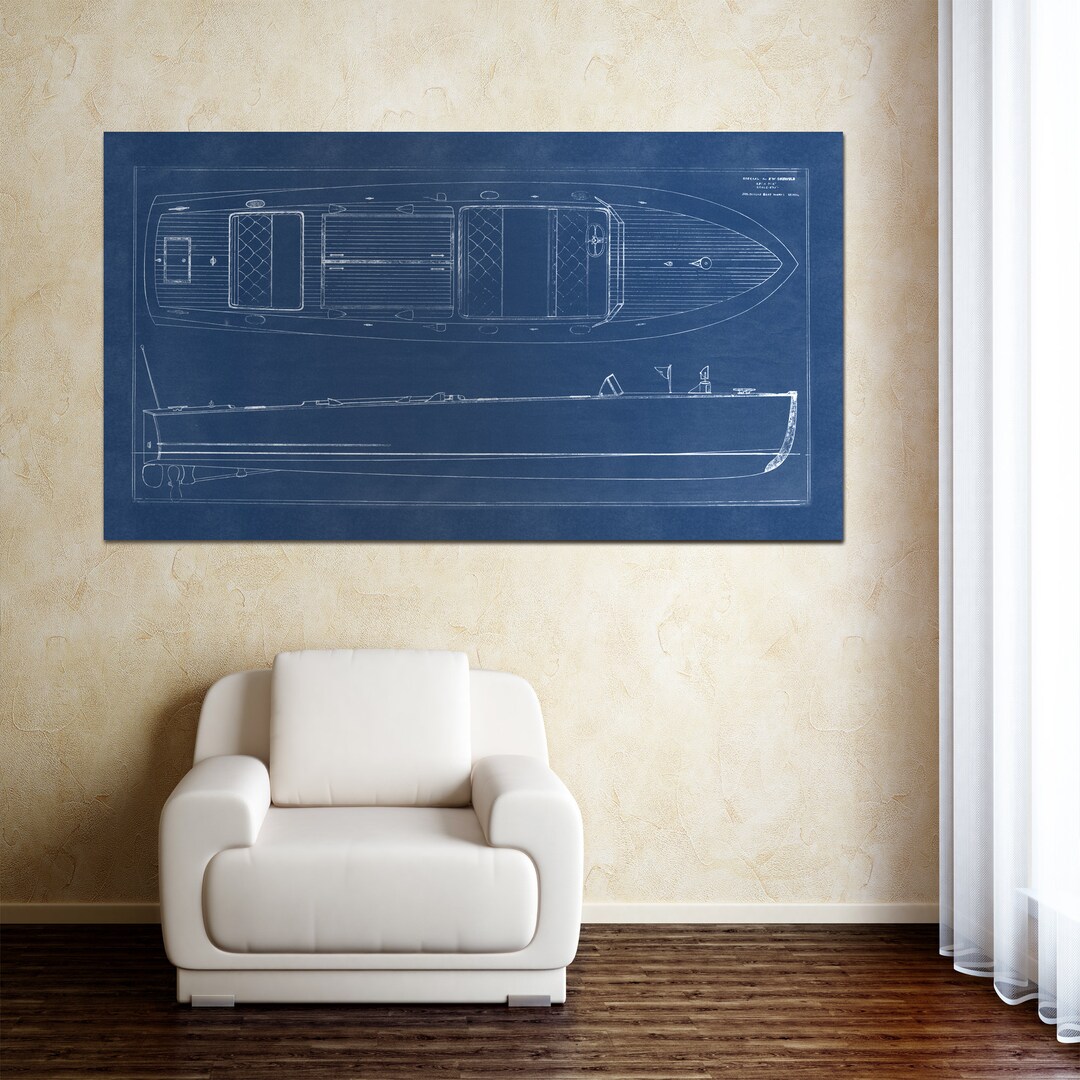 Vintage Motor Boat Blueprint Print: St. Paul Nautical Art - Etsy