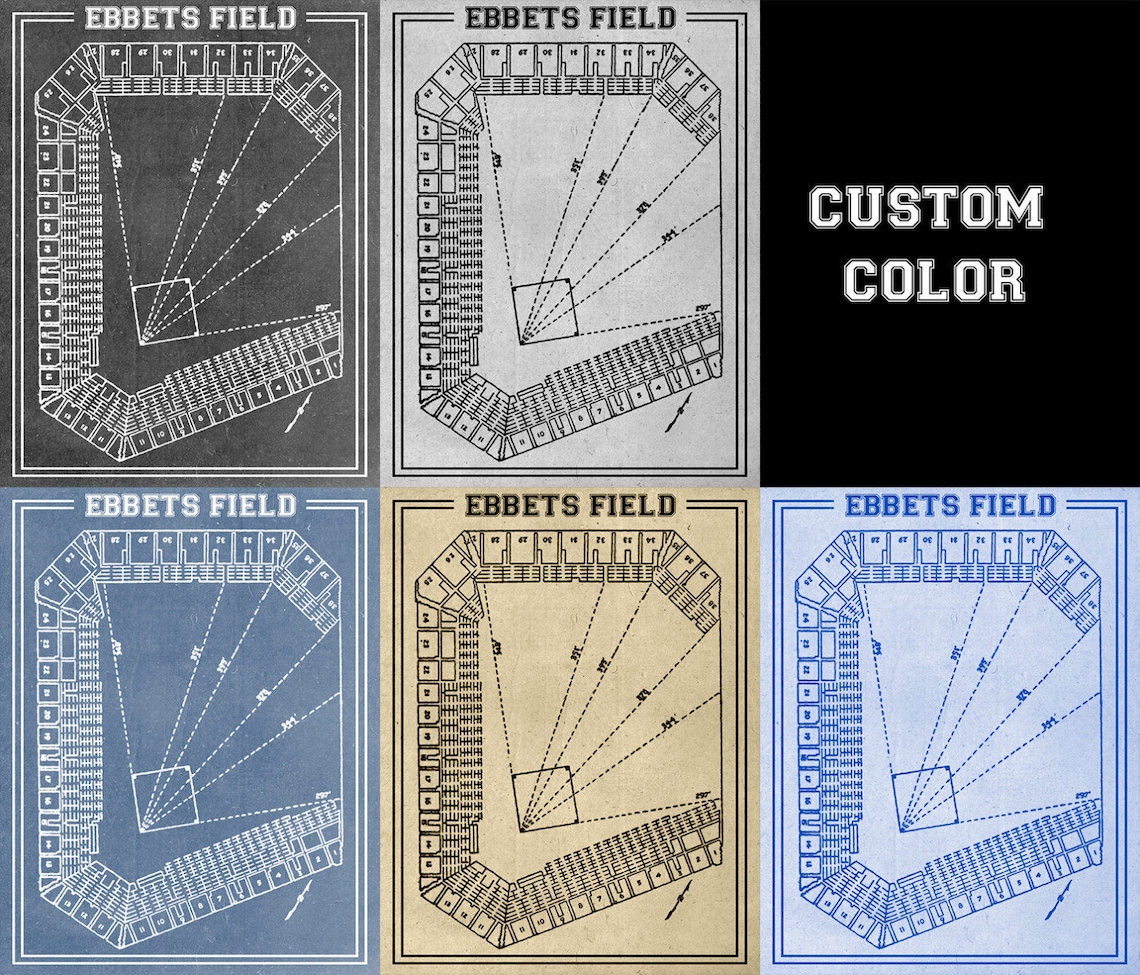 Print of Vintage Ebbets Field Seating Chart on Photo Paper, Matte Paper ...
