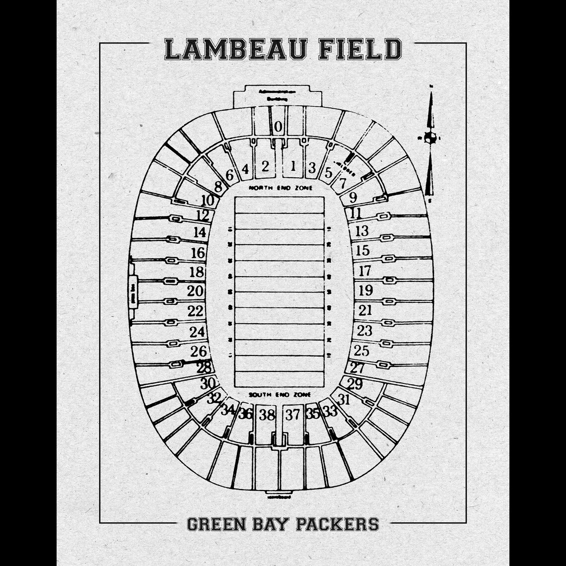 Print of Vintage Lambeau Field Seating Chart Seating Chart on - Etsy
