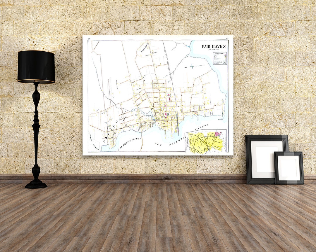 Print of Antique Map of Fairhaven Massachusetts on Photo Paper, Matte ...