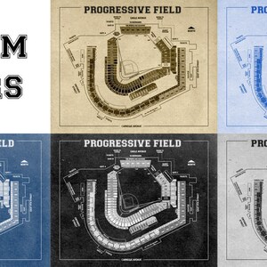 Print of Vintage Progressive Field Seating Chart Seating Chart on Photo ...