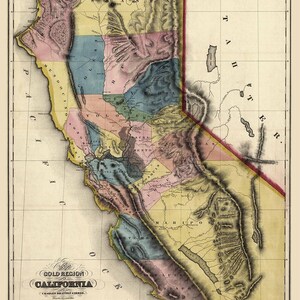 CA California Gold Region Map on Photo Paper Matte Paper | Etsy