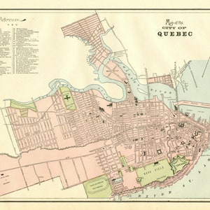 Print of Antique Map of the City of Quebec Canada on Photo Paper, Matte ...