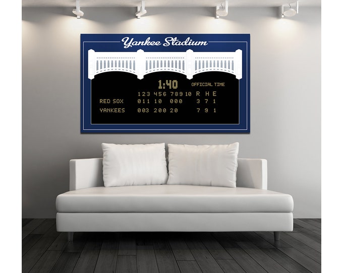 New York Yankees Stadium Scoreboard Print on Paper & Canvas. Custom ...
