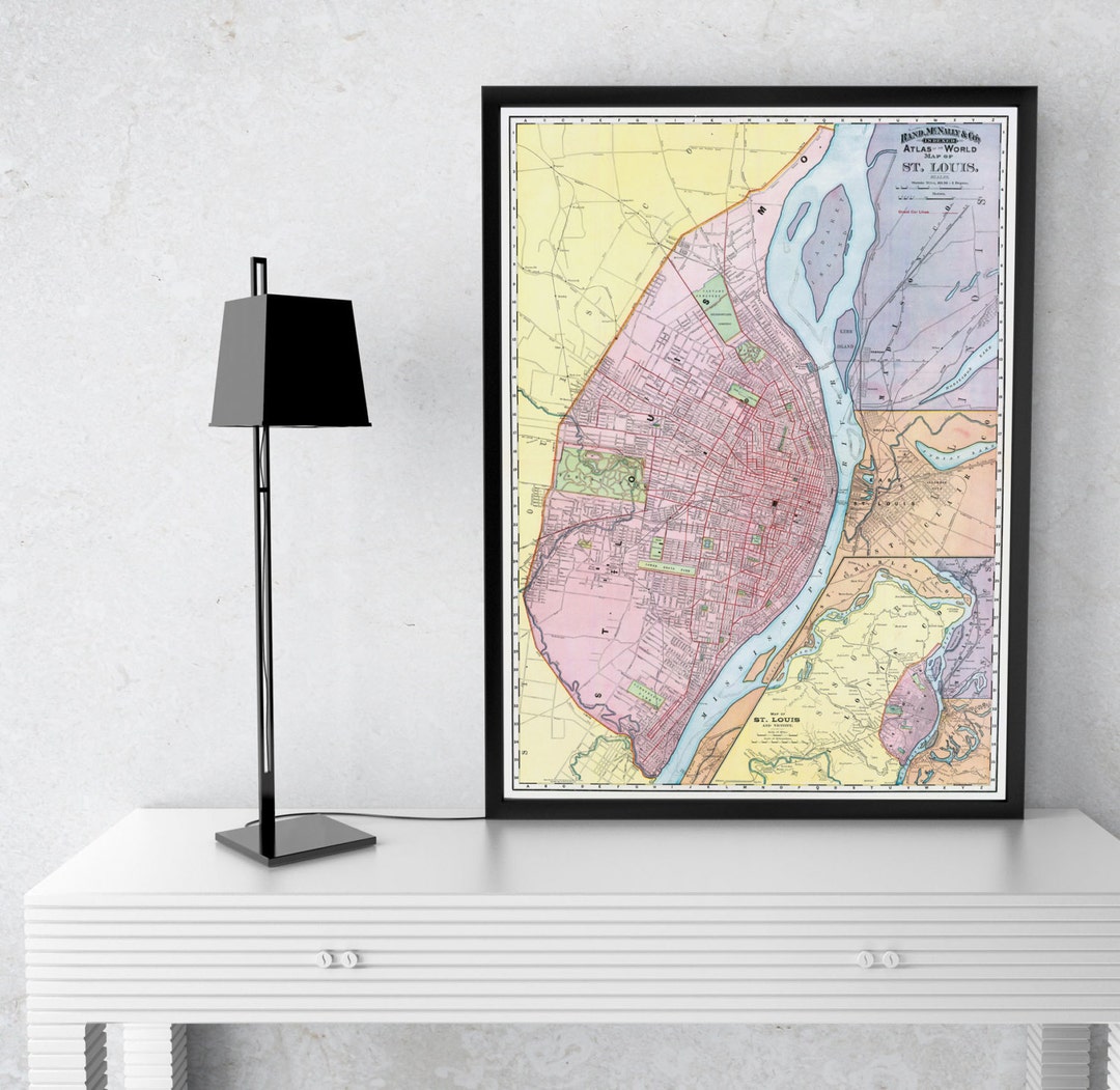 Print of Vintage St. Louis Map on Photo Paper, Matte Paper, and ...