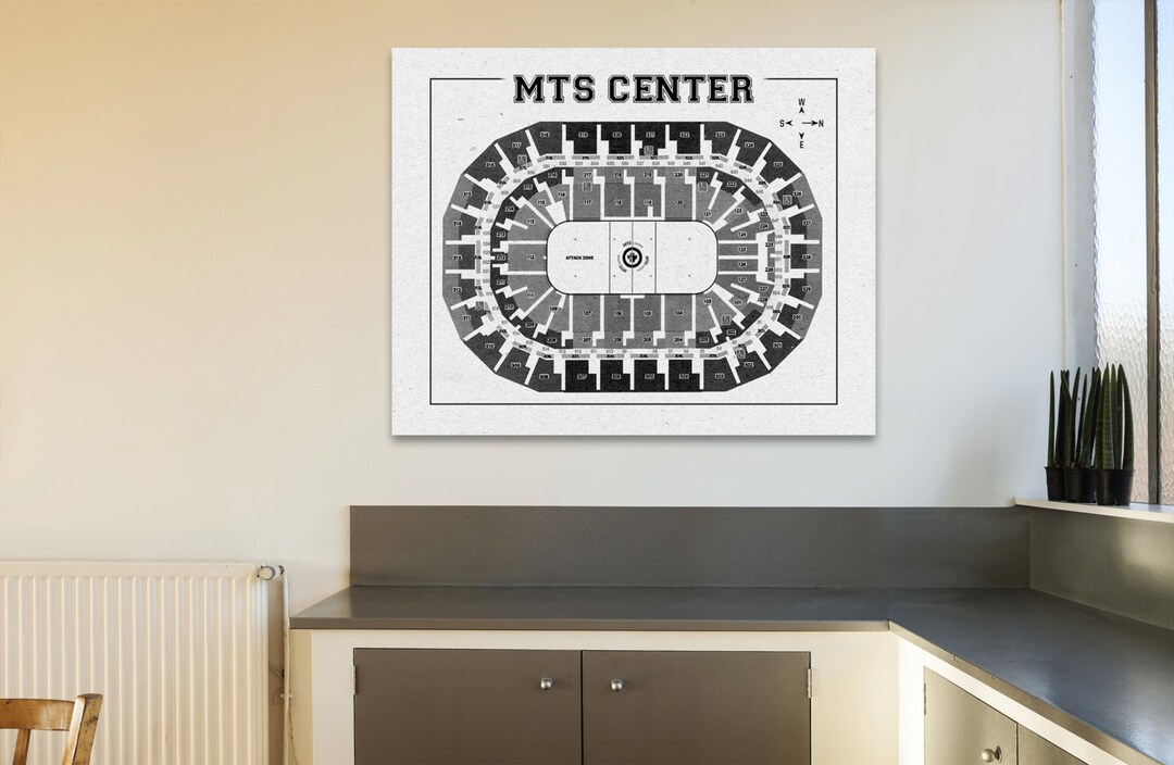 Vintage MTS Center Winnipeg Jets Arena Print: Sports Stadium Line ...