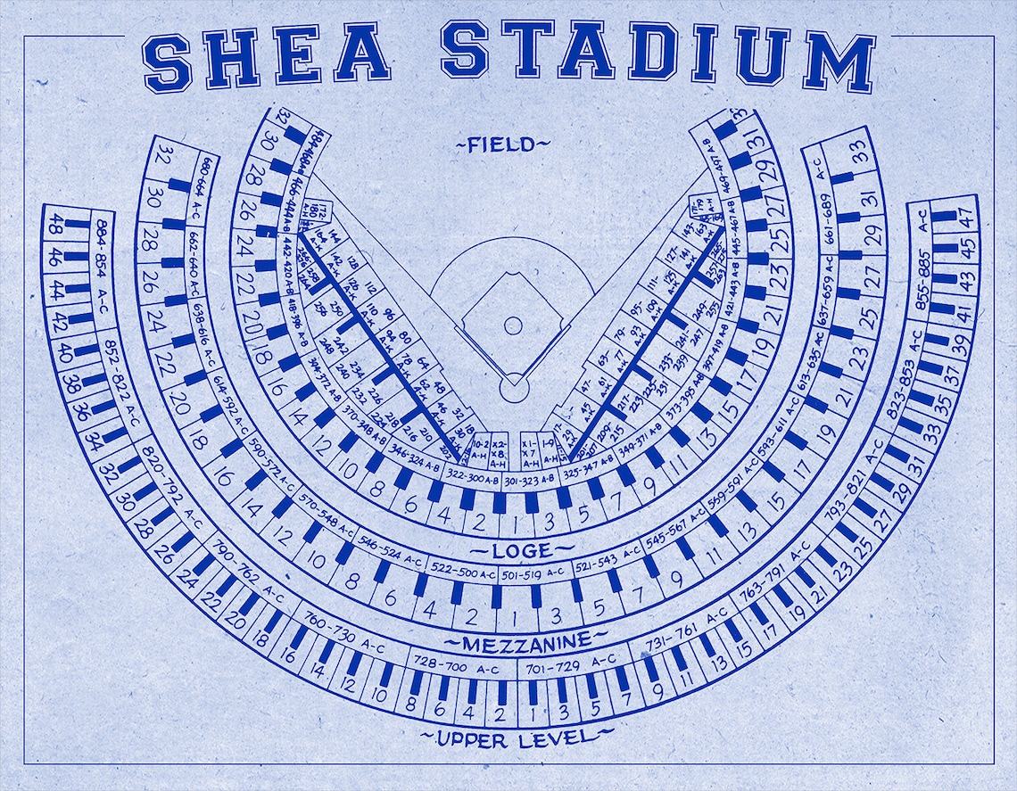 Print of Vintage Shea Stadium Seating Chart on Photo Paper | Etsy