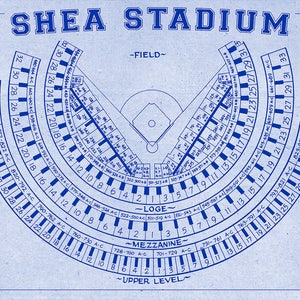 Print of Vintage Shea Stadium Seating Chart on Photo Paper, Matte Paper ...