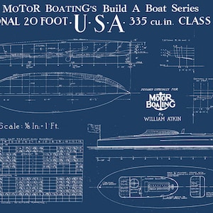 Vintage Print of USA Runabout Diagram Line Drawing Schematic Blueprint ...