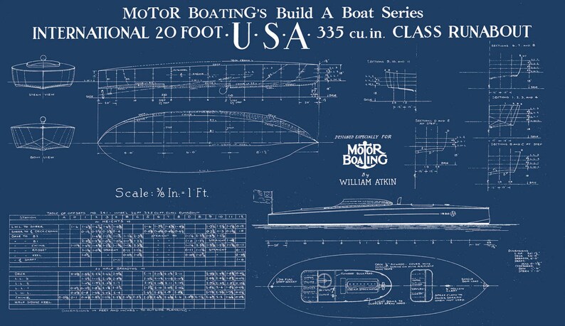 Vintage Print of USA Runabout Diagram Line Drawing Schematic - Etsy