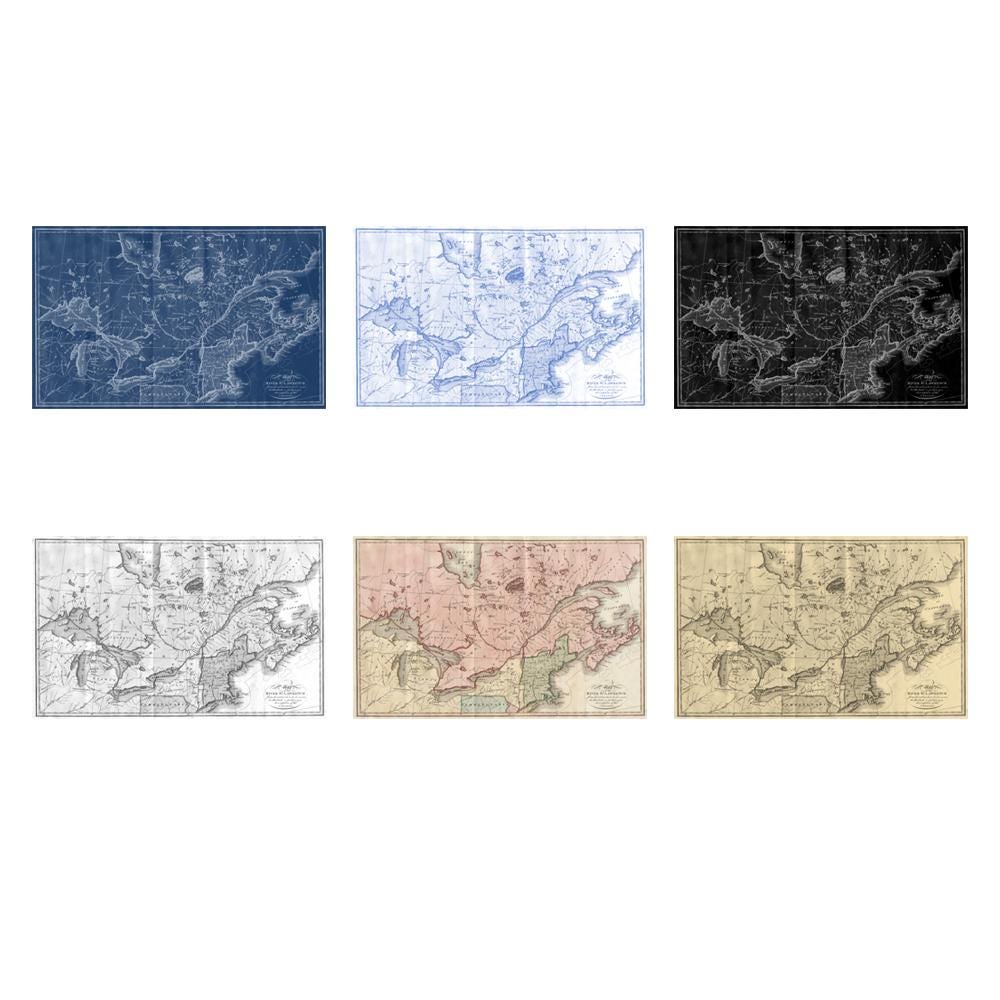 Vintage Map Print: Canada & Northeastern US, Choice of Paper or Canvas ...