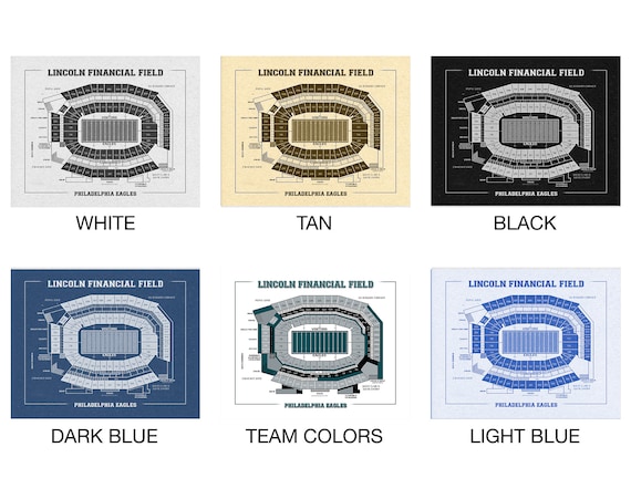 Vintage Style Print Of Lincoln Financial Field Seating Chart On Photo