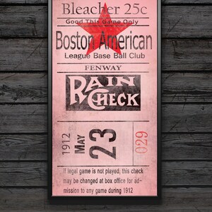 Vintage 1912 FENWAY Boston Red Sox American Baseball Clude Bleacher ...