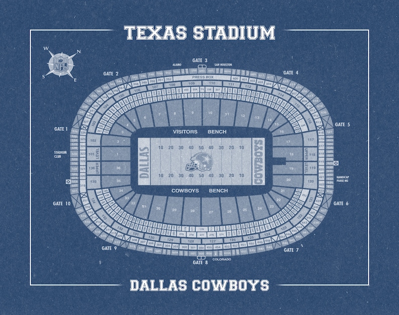 Vintage Texas Stadium Seating Chart Print: Dallas Cowboys Art - Etsy