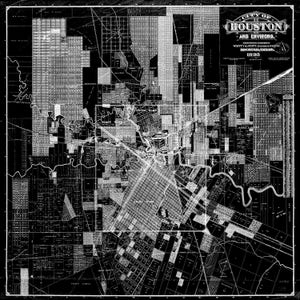 Print of Antique Vintage Houston Texas Map on Photo Paper, Matte Paper ...