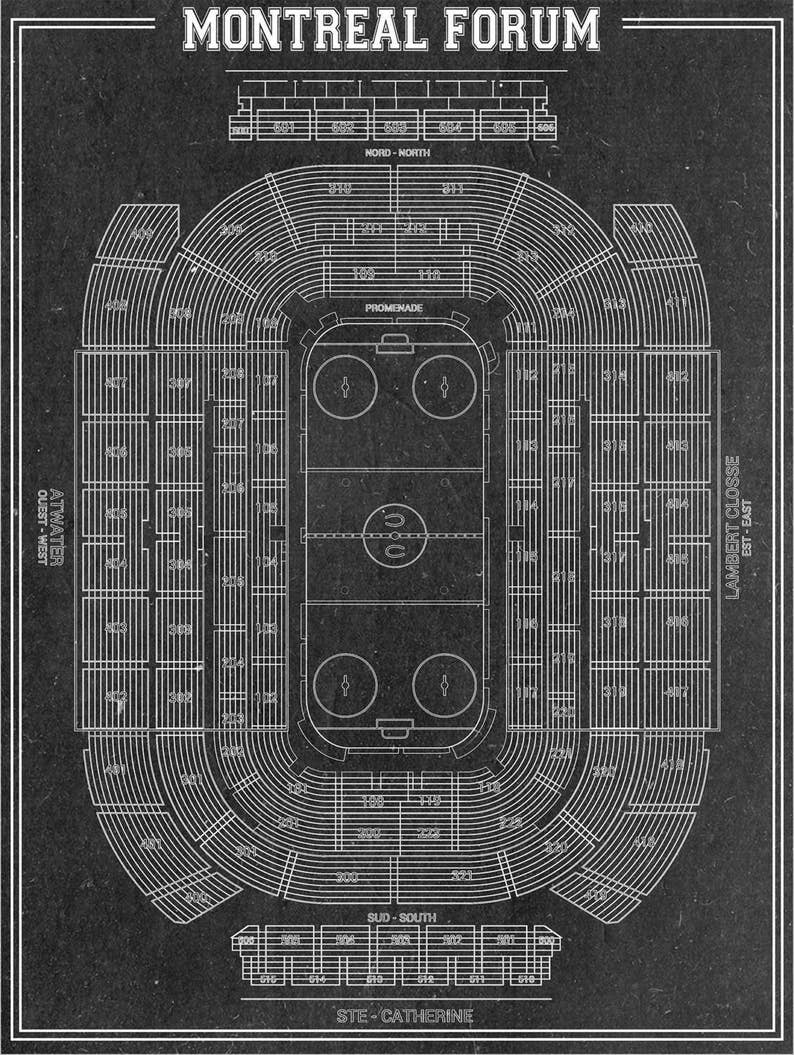 Print of Vintage Montreal Forum Seating Chart on Your Choice - Etsy Canada