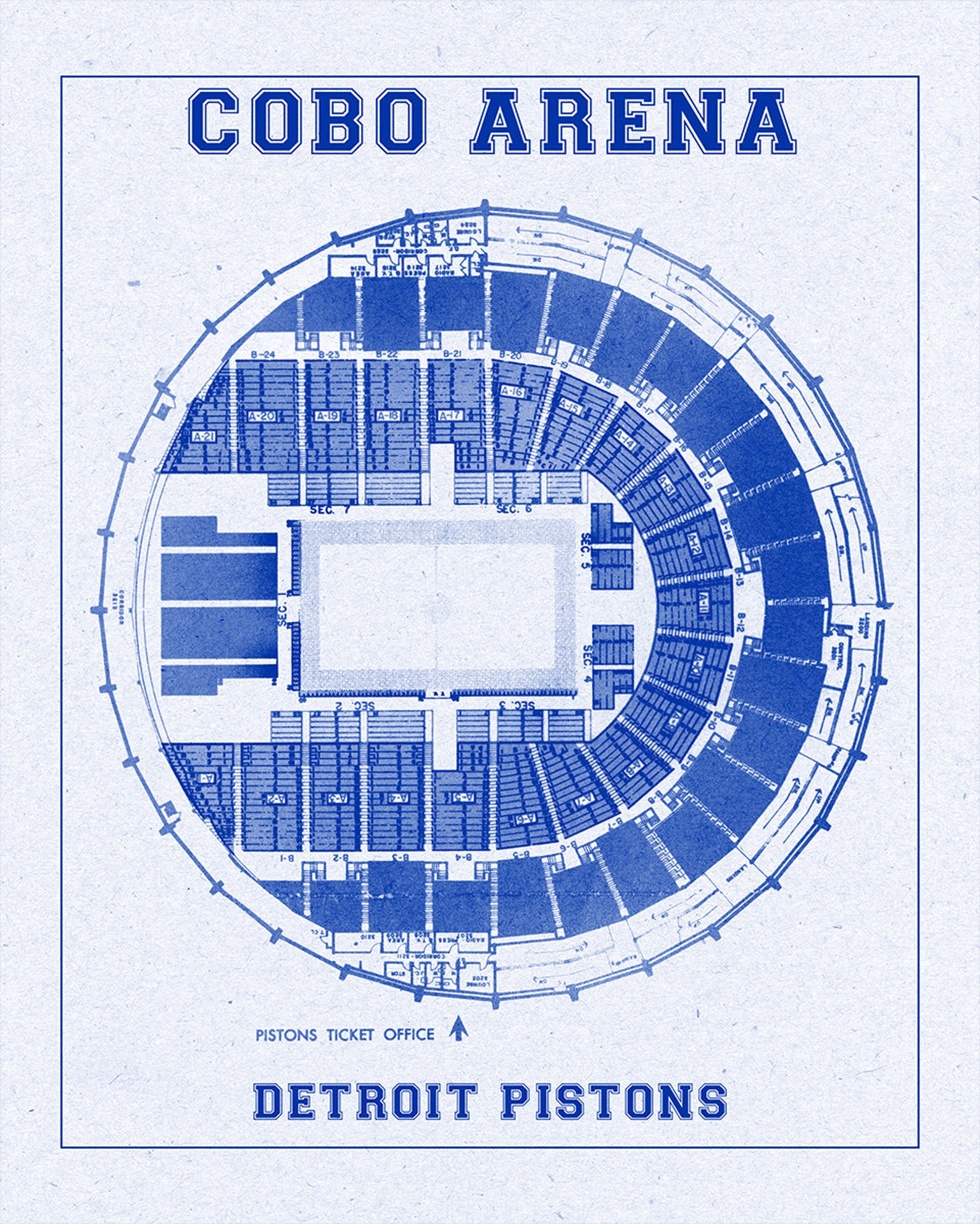 Vintage Print of Cobo Arena Seating Chart on Premium Photo - Etsy