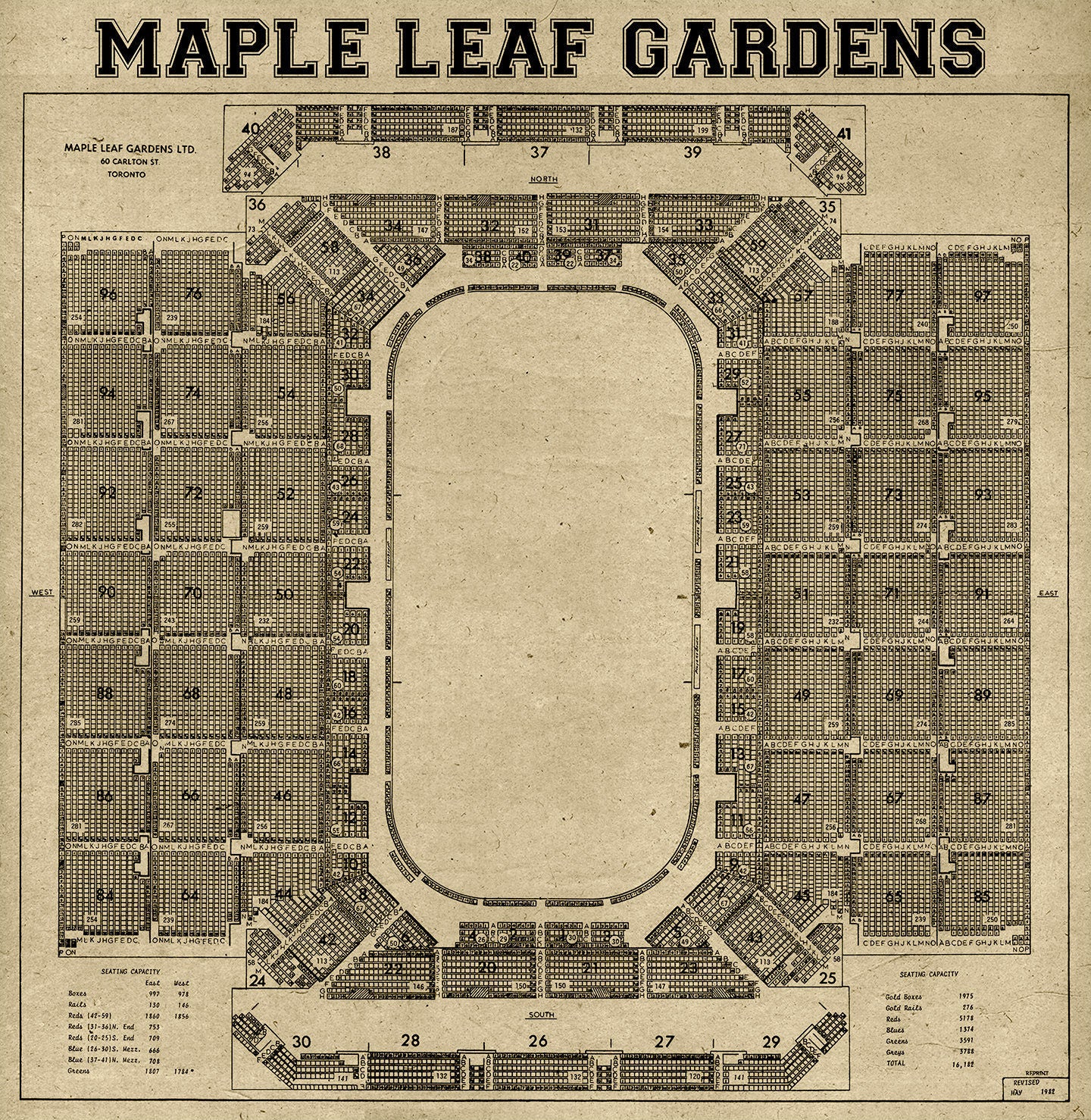 Print of Vintage Maple Leaf Gardens Seating Chart on Your - Etsy Canada