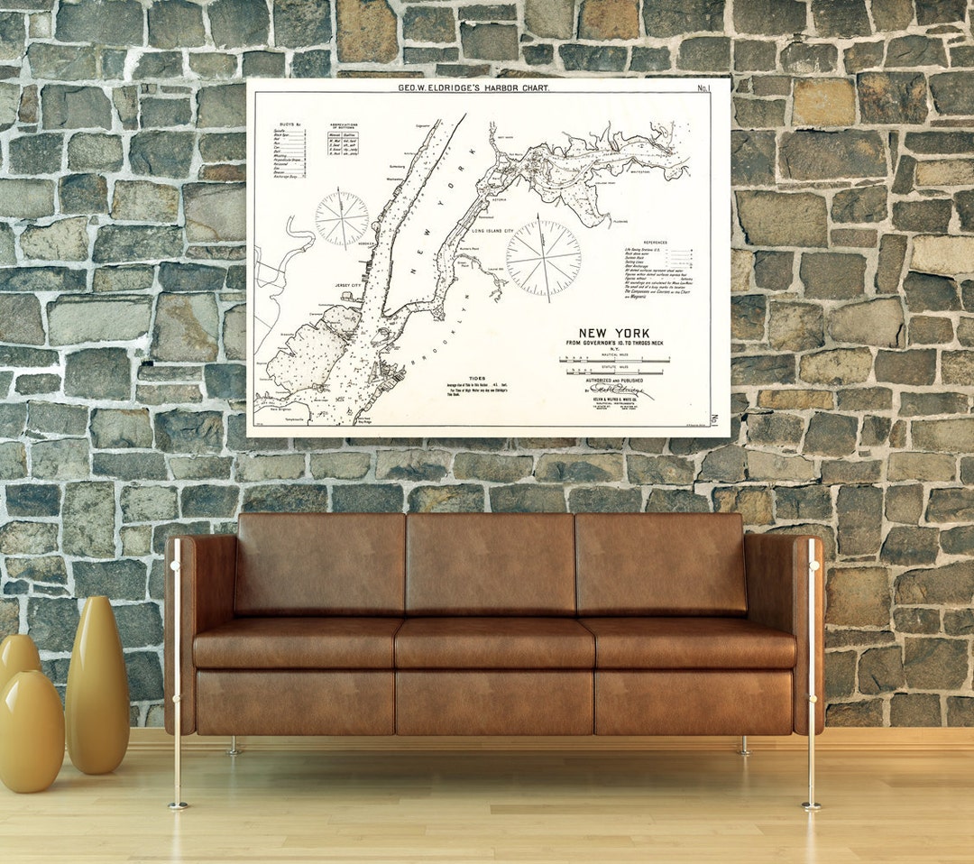 Antique Print of a New York City Map on Your Choice of Photo Paper ...