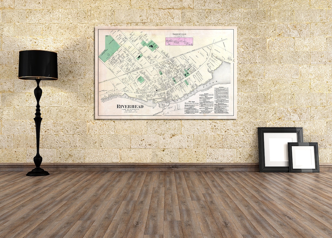 Vintage Riverhead Long Island Map Print: Suffolk County, New York - Etsy