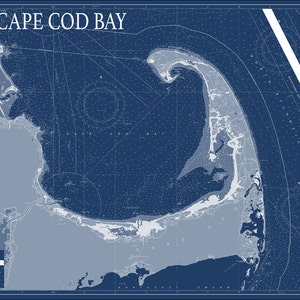 Artistic Print of Cape Cod Bay Chart on Your Choice of Photo Paper ...