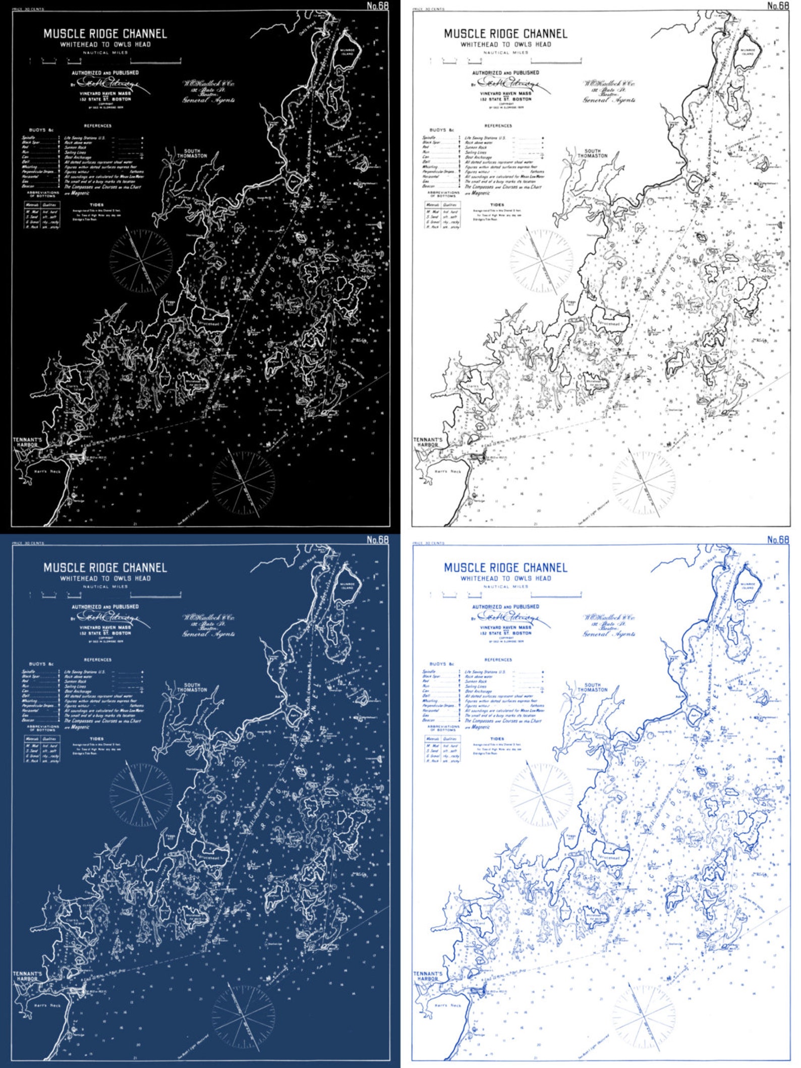 Antique Print of Muscle Ridge Channel Whitehead to Owls Head | Etsy