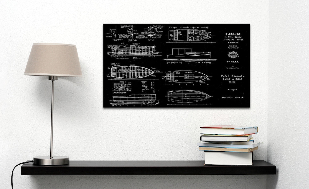 Vintage Elcarujo Runabout Blueprint: Boat Diagram Print - Etsy