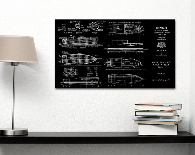 Vintage Print of ELCARUJO Runabout Diagram Line Drawing Schematic ...