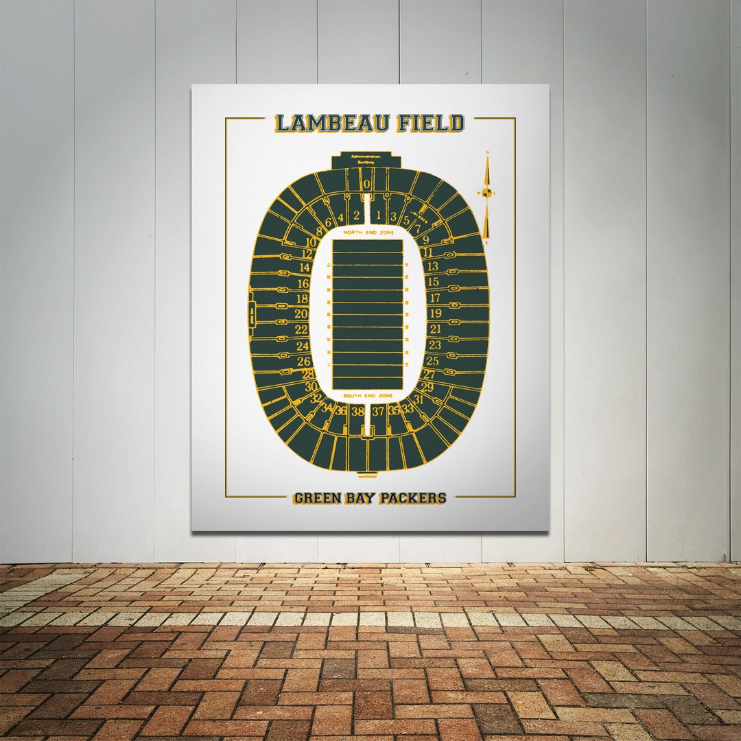 Print of Vintage Lambeau Field Seating Chart Seating Chart on Photo ...