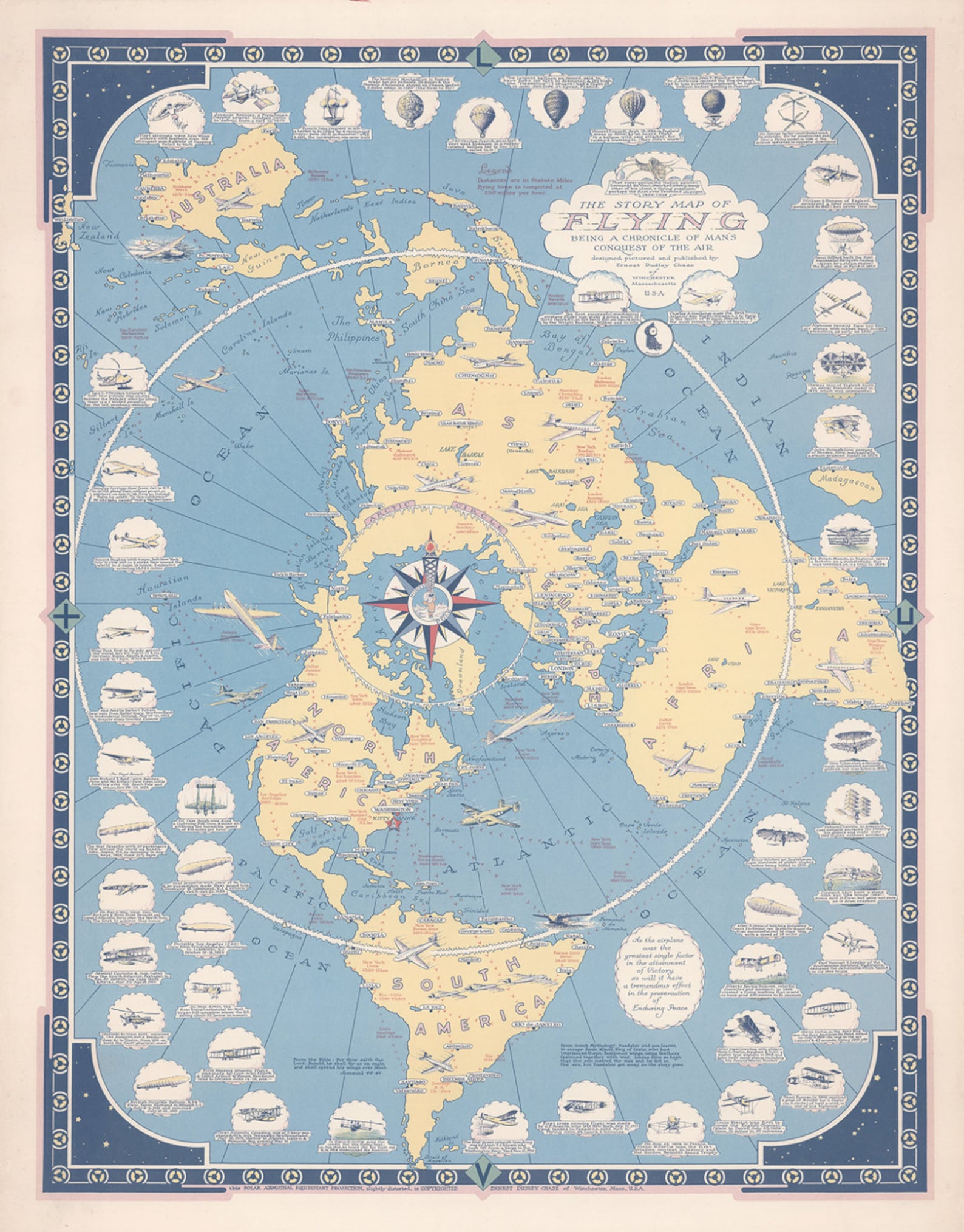 Vintage Antique Print of Story Map of Flying on Photo Paper | Etsy