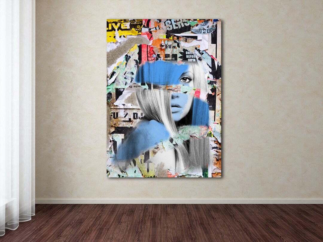 Abstract Female Face Collage Art Print: Mixed Media Canvas or Matte ...