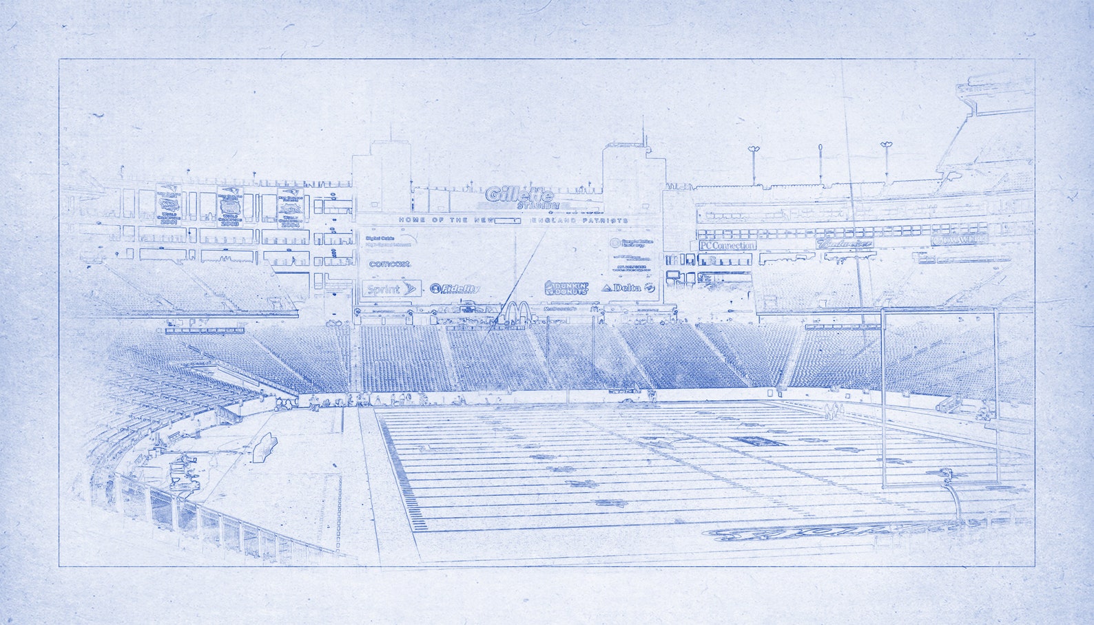 Vintage Print of Gillette Stadium Interior on Photo Paper - Etsy