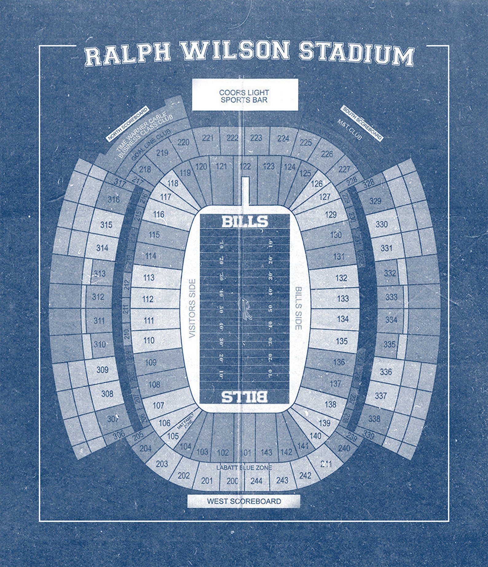 Print of Vintage Ralph Wilson Stadium Seating Chart Seating - Etsy