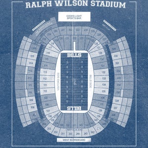 Print of Vintage Ralph Wilson Stadium Seating Chart Seating Chart on ...