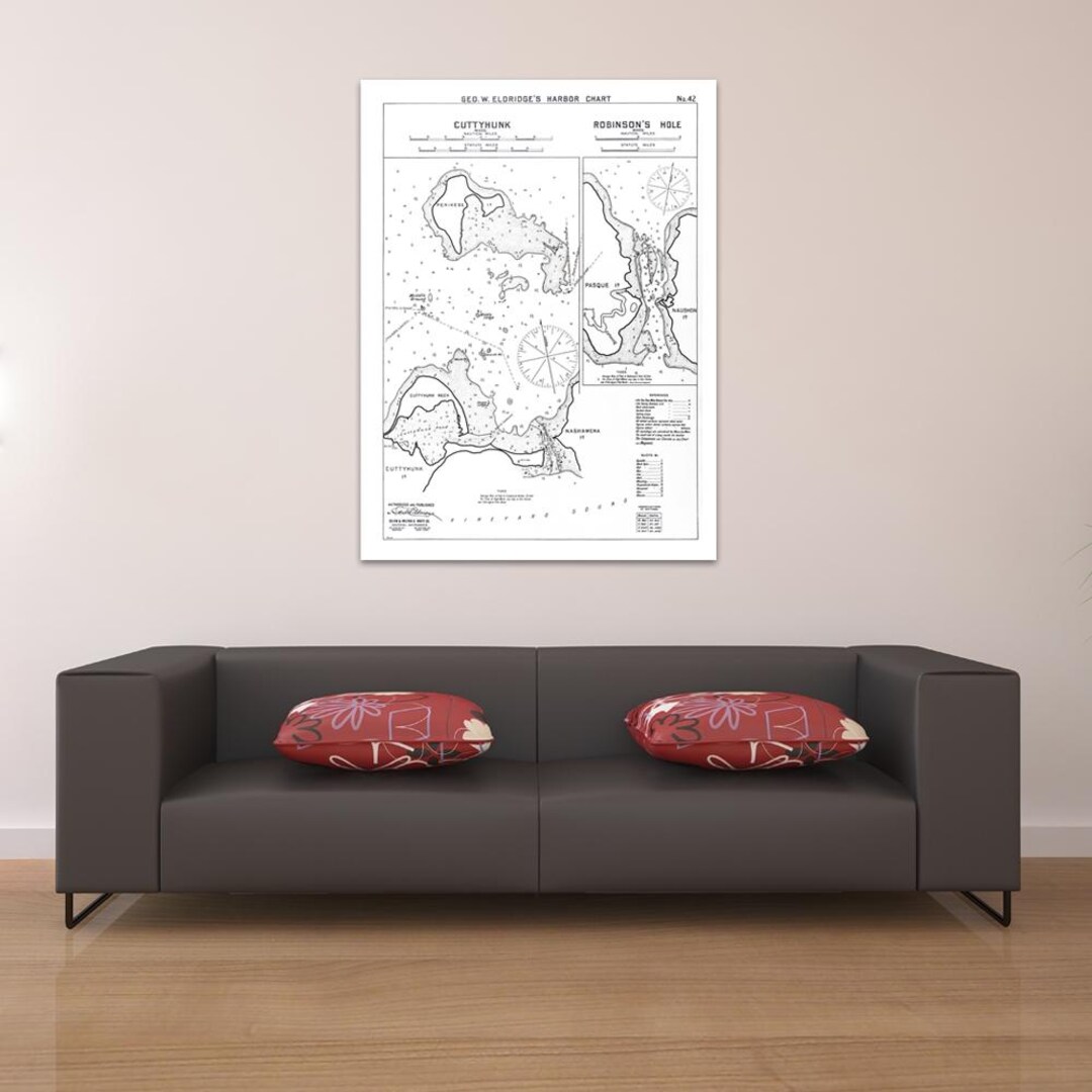 Antique Cuttyhunk & Robinsons Hole Map Print - Massachusetts Nautical ...